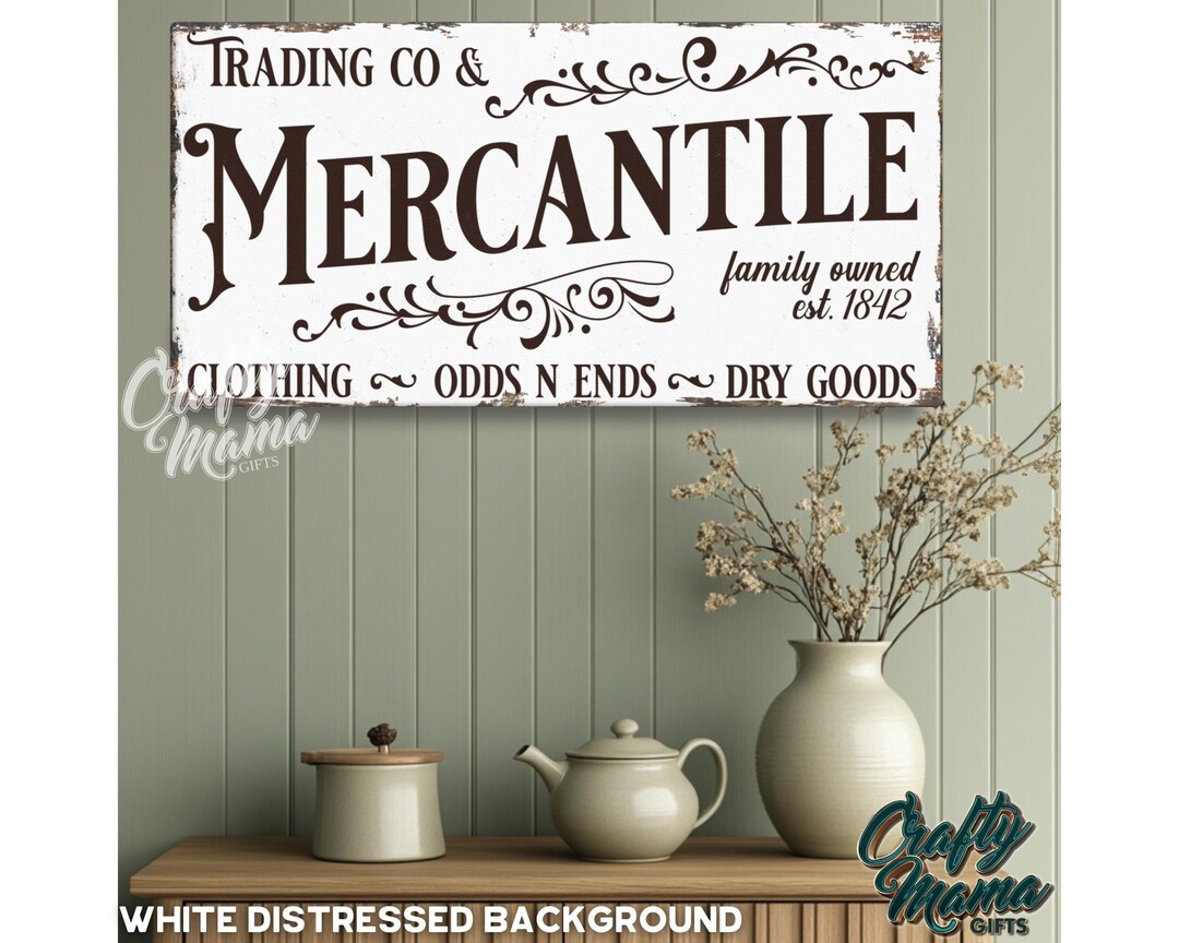 Mercantile Wall Sign, Farmhouse Kitchen Wall Art, Vintage Goods and ...