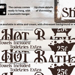 Hot Shower Sign for Bathroom, Vintage Style Canvas Wall Art, Rustic ...