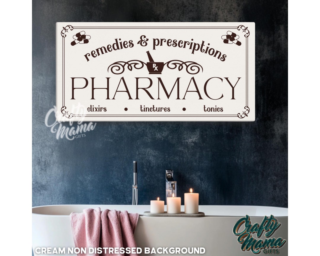 Pharmacy Sign, Vintage Apothecary Decor, Old Fashioned Drugstore Wall ...