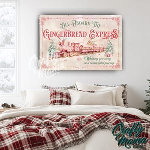 Farmhouse Christmas Sign, Gingerbread Train Christmas Wall Art ...