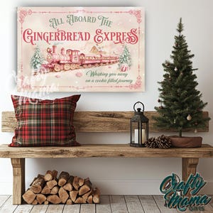 Farmhouse Christmas Sign, Gingerbread Train Christmas Wall Art ...