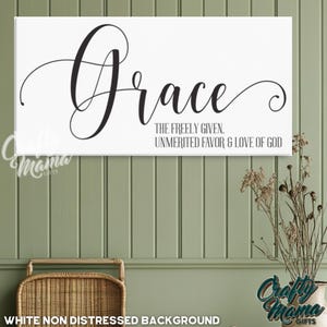 Grace Quote Sign, Unmerited Favor and Love of God Wall Art, Religious ...