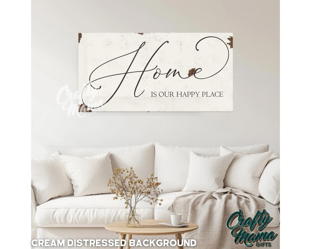 Home is Our Happy Place Sign, Farmhouse Family Decor, Rustic Wall Art ...
