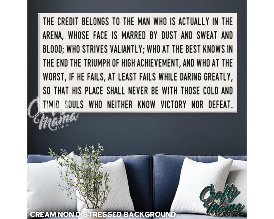Man in the Arena Quote Canvas, Inspirational Wall Art, Theodore ...