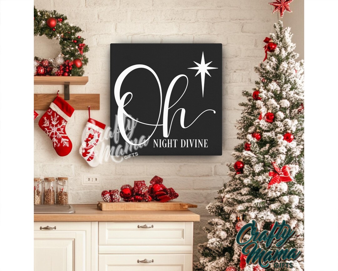 Christmas Farmhouse Sign, Oh Holy Night Carol Wall Art, Vintage ...