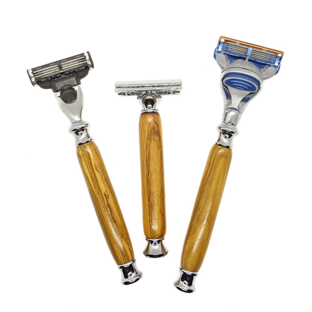 Personalized Razor in Bethlehem Olive Wood. 5th Anniversary Gift for ...