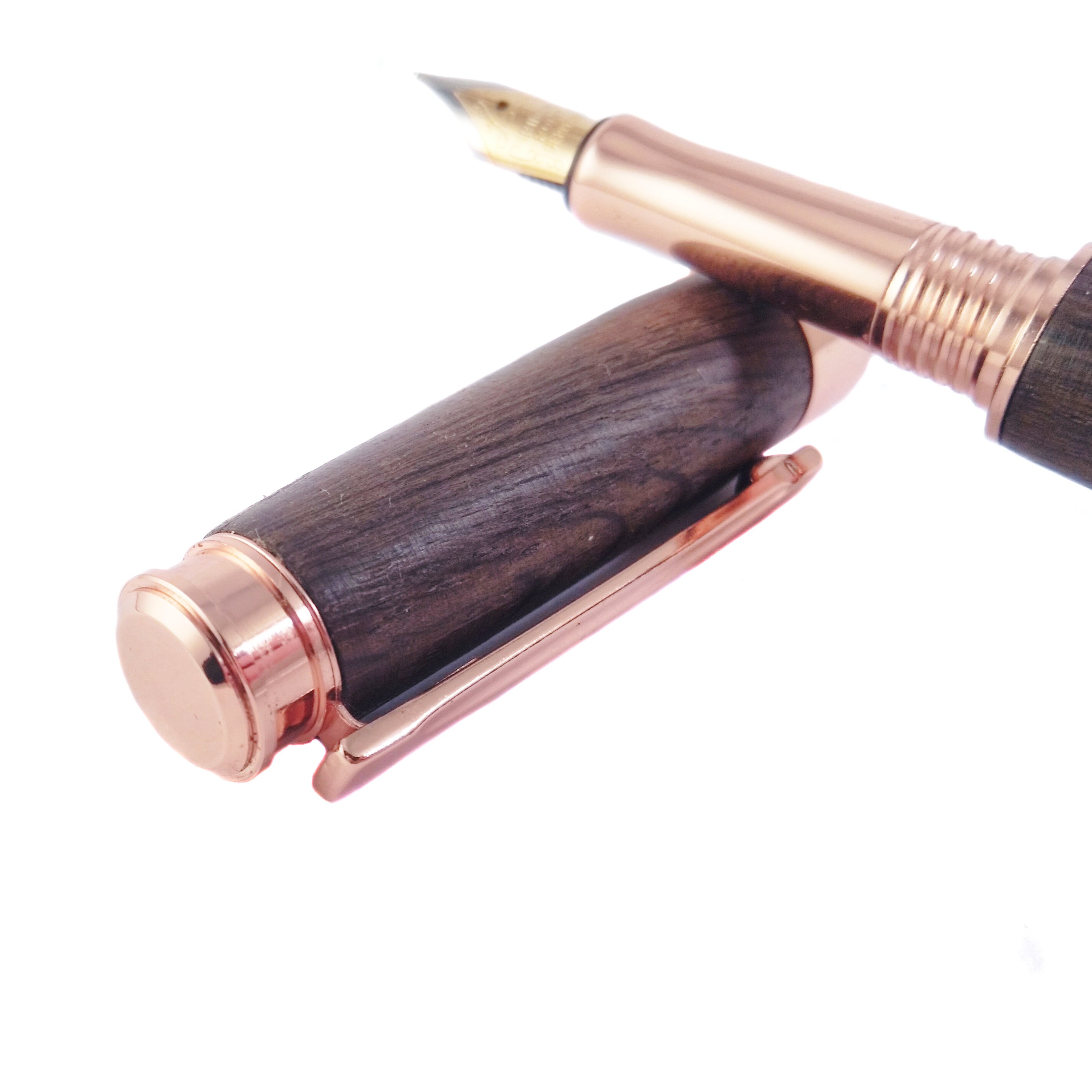 Copper Fountain Pen in Ancient Irish Bog Oak — BOGANDBRASS