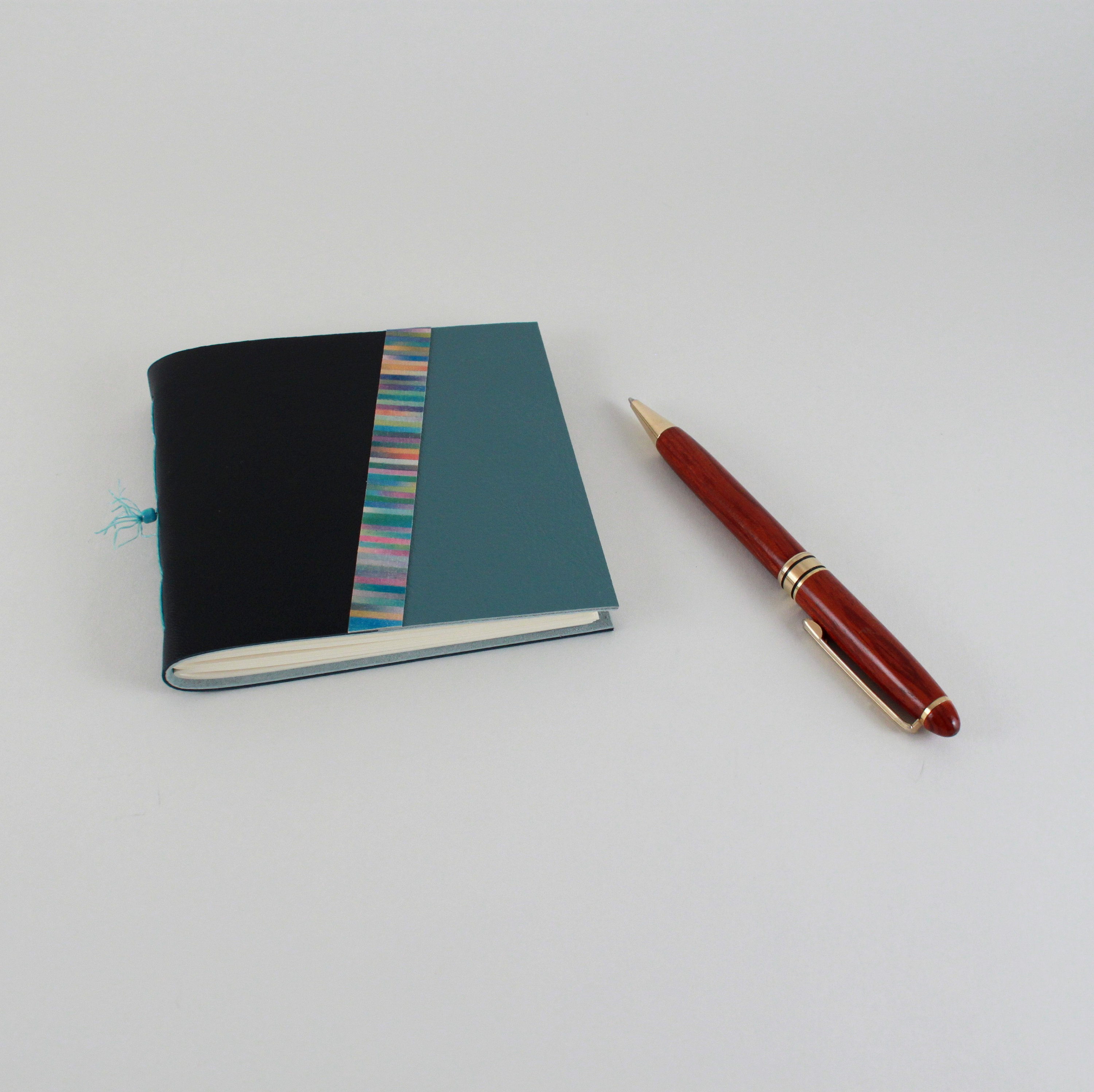 Teal and Navy Blue Leather Notebook, Pale Turquoise Travel Book ...