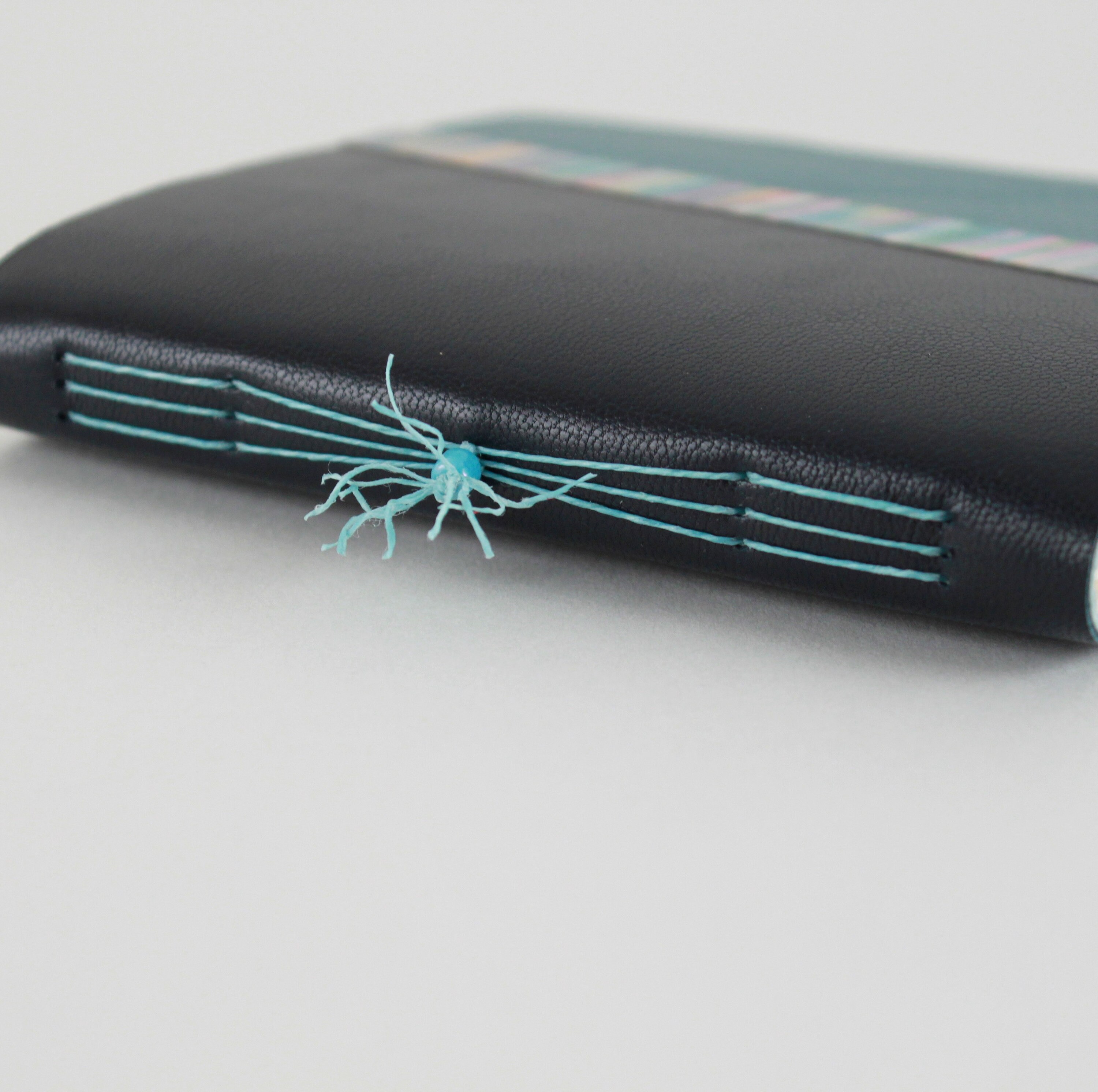 Teal and Navy Blue Leather Notebook, Pale Turquoise Travel Book ...