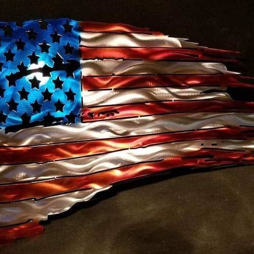Distressed Flag Metal Sign Cutout USA Tattered Flag Metal - Etsy