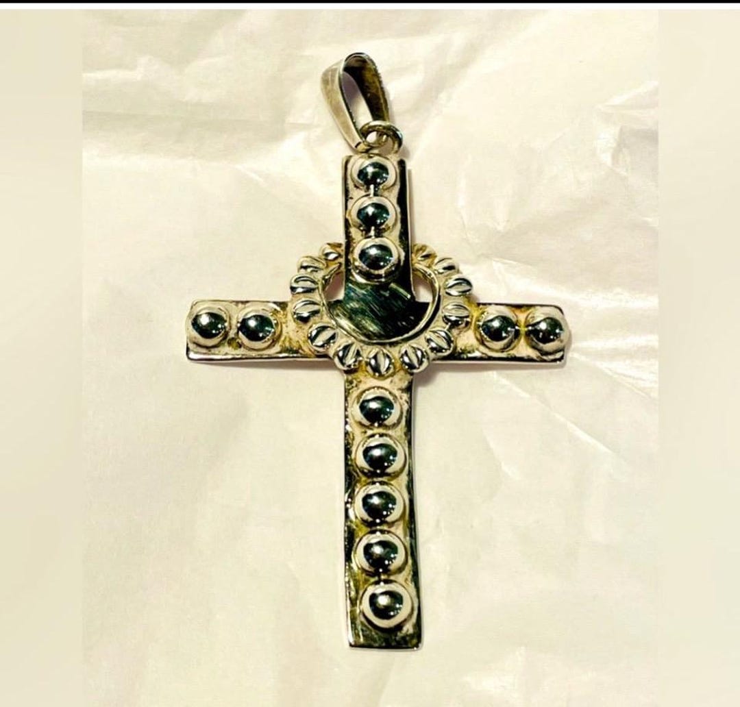Large Silver Taxco Mexico 925 Cross Crucifix Pendant 3”X 2” Vintage - Etsy