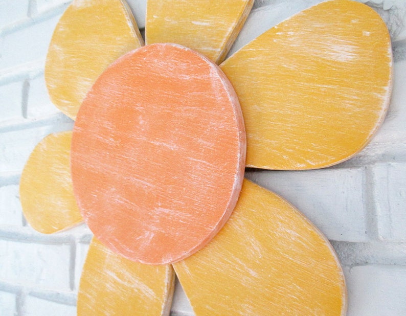 Yellow and Orange Daisy Wood Flower Sign Outdoor Patio | Etsy