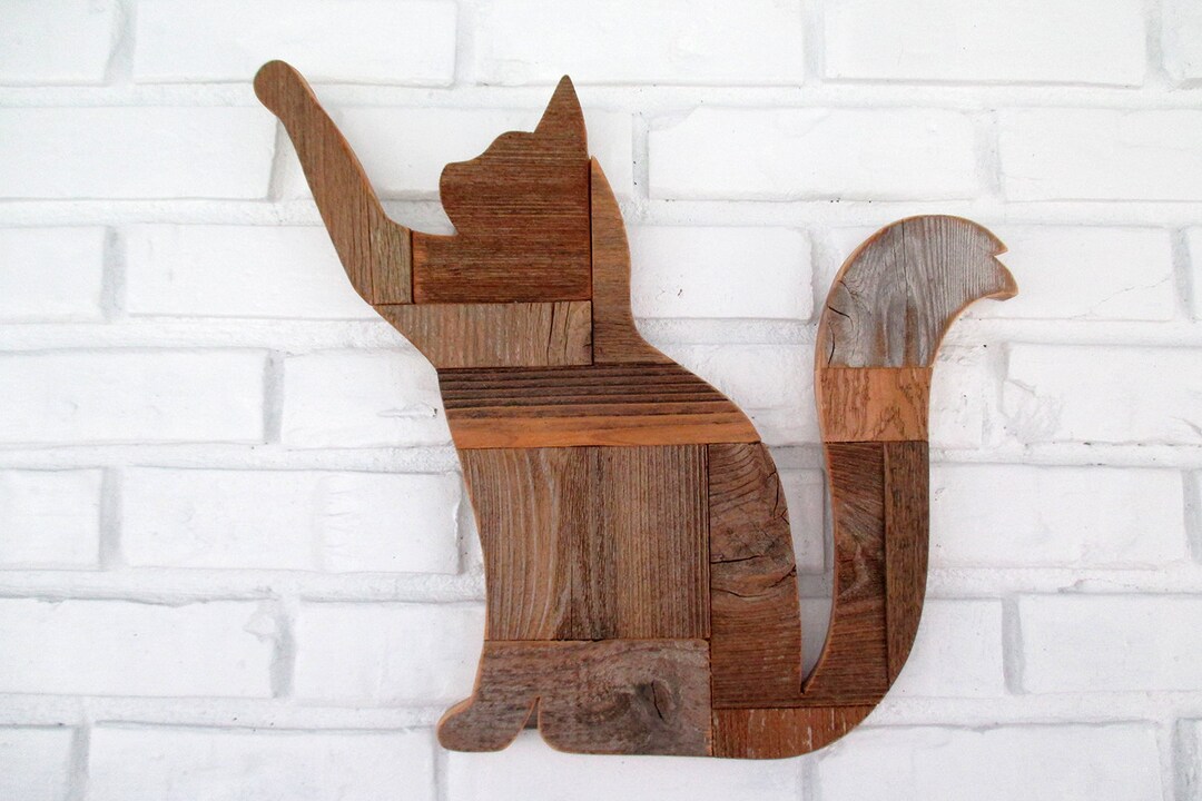 Cat Rustic Wood Cat Sign Reclaimed Wood Kitten Wall Art 7502 - Etsy