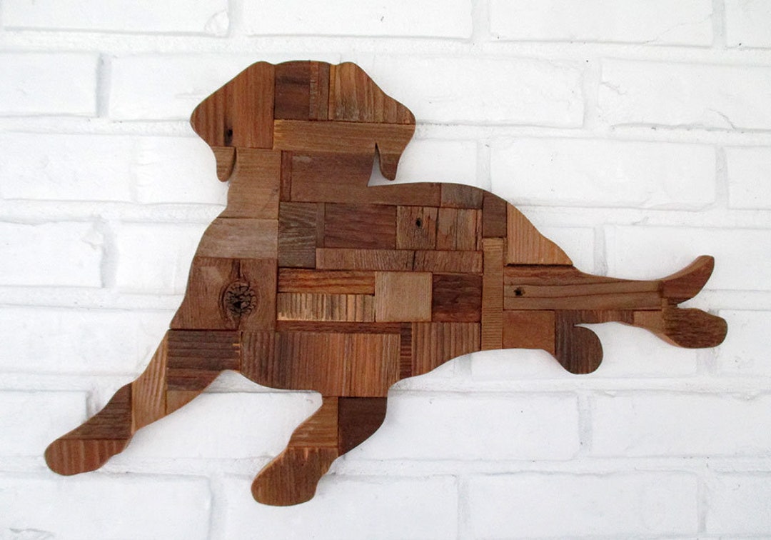 Rustic Lab Reclaimed Wood Dog Art Country Patchwork Quilt Styled ...