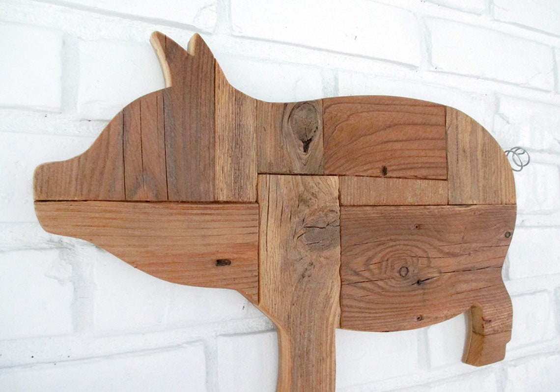 Rustic Wooden Pig Sign Wall Decor Reclaimed Wood Pig Country | Etsy