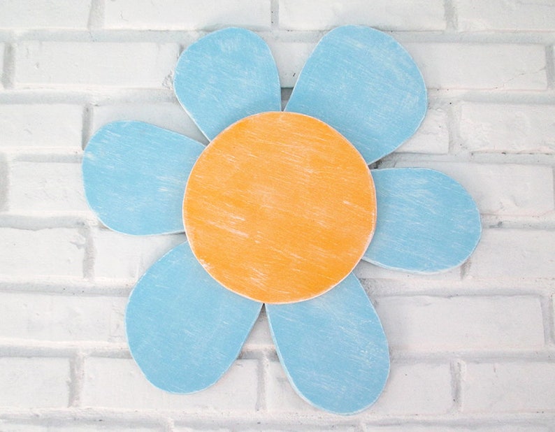 Blue and Yellow Daisy Wood Flower Sign Outdoor Patio Wall - Etsy