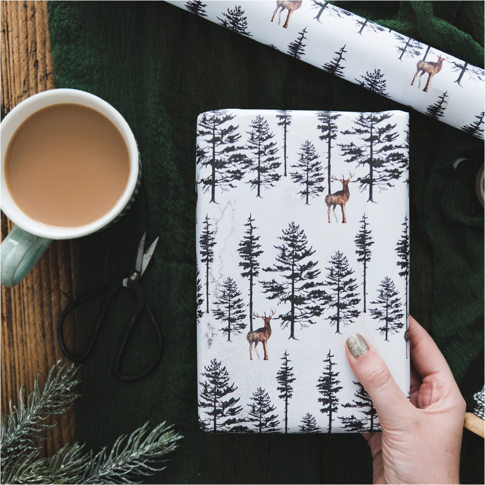 Stag Christmas Wrapping Paper Christmas Gift Wrap Rustic - Etsy