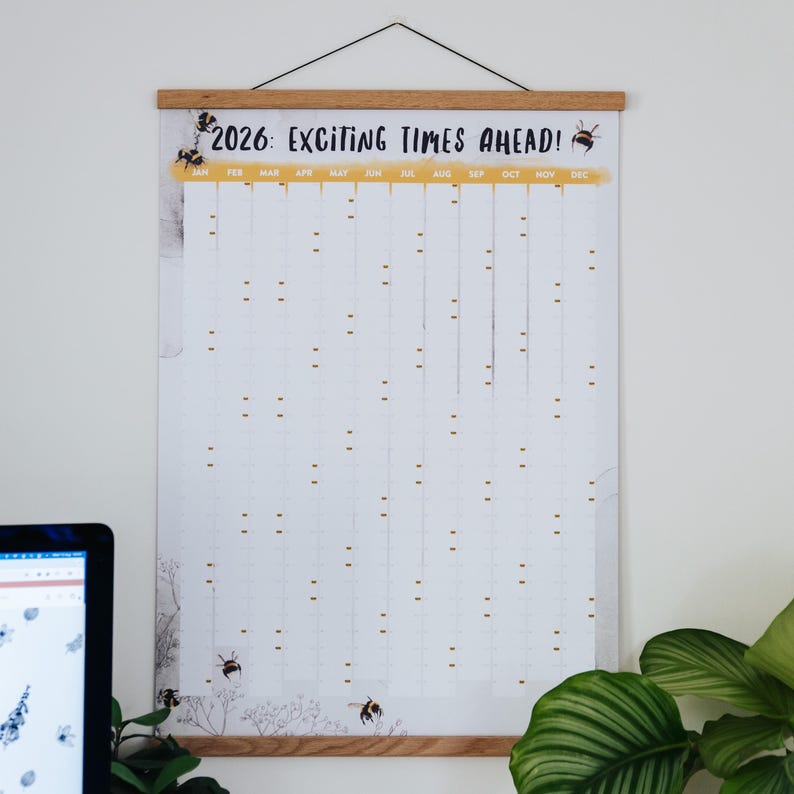2026 Bumble Bee Wall Planner: Watercolor Calendar 'exciting Times' - Etsy