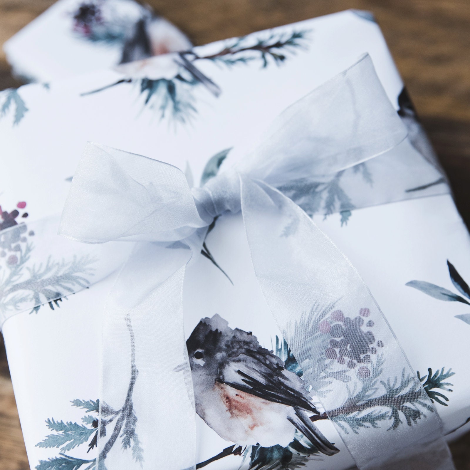 Robin Christmas Wrapping Paper Christmas Gift Wrap Rustic | Etsy