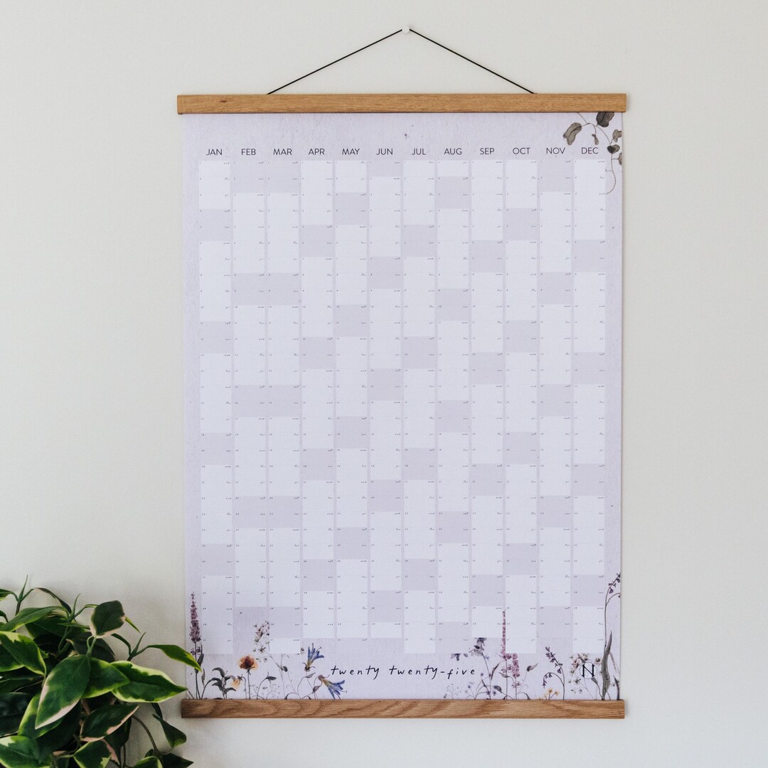 Wall Planner 2025 Botanical Calendar With Meadow Flowers Design, Floral ...
