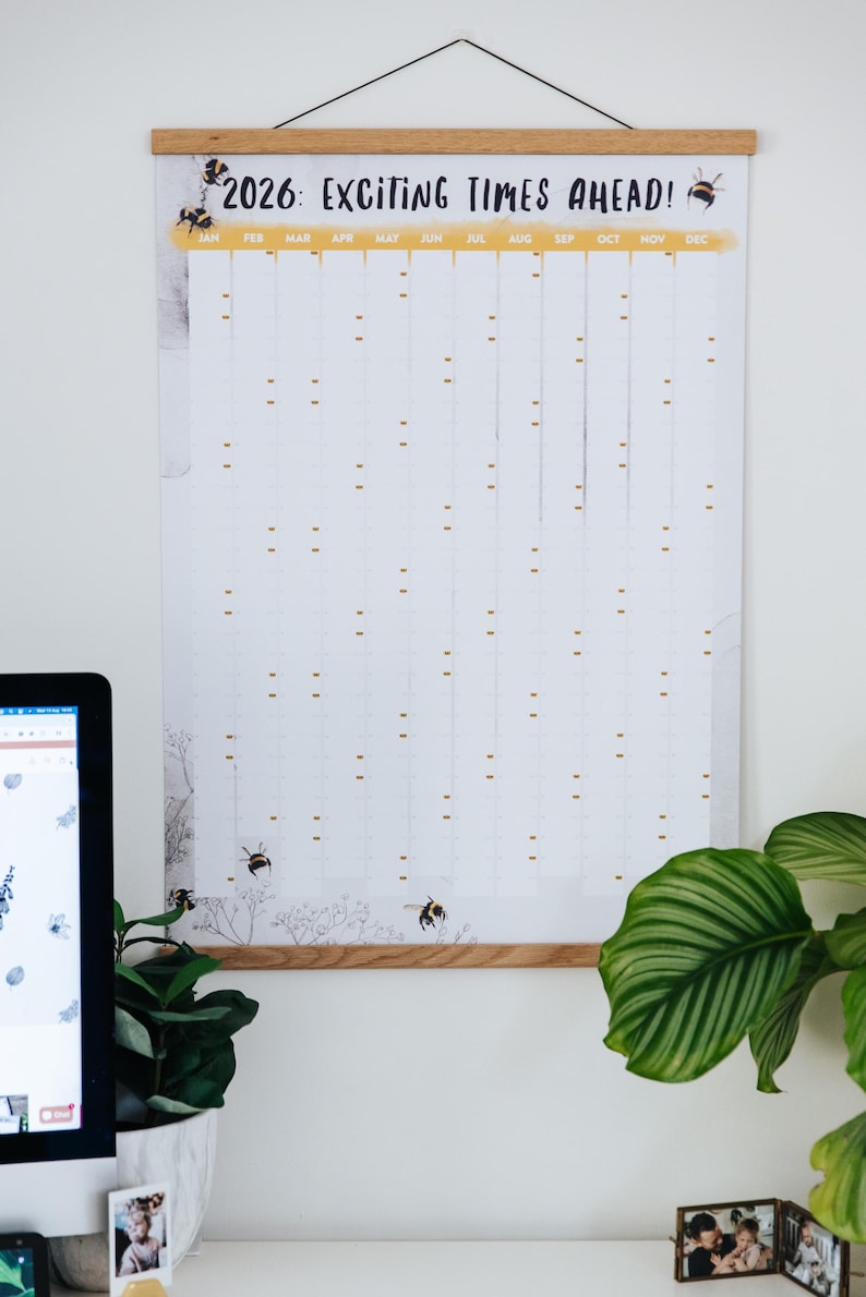 2026 Bumble Bee Wall Planner: Watercolor Calendar 'exciting Times' - Etsy