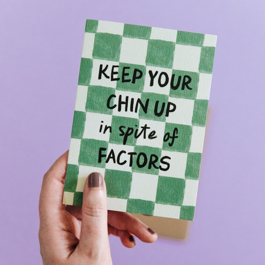 Chin up Thinking of You Card: Chequered Design Encouragement Card - Etsy