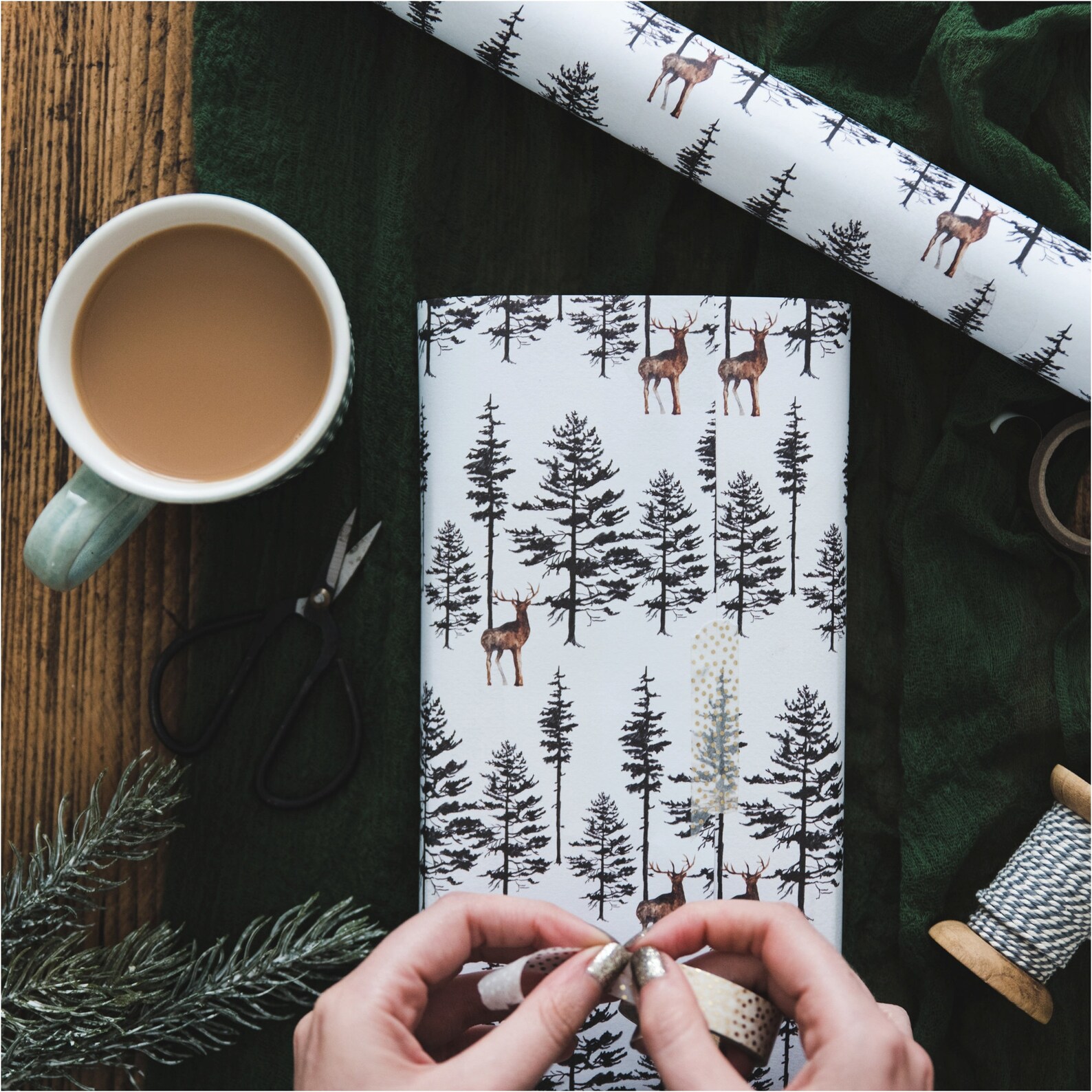 Stag Christmas Wrapping Paper Christmas Gift Wrap Rustic - Etsy