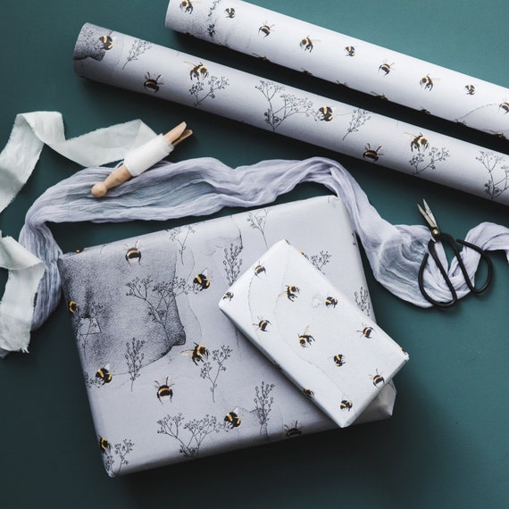 Bumblebees Wrapping Paper Set Watercolour Bees Gift Wrap Set | Etsy