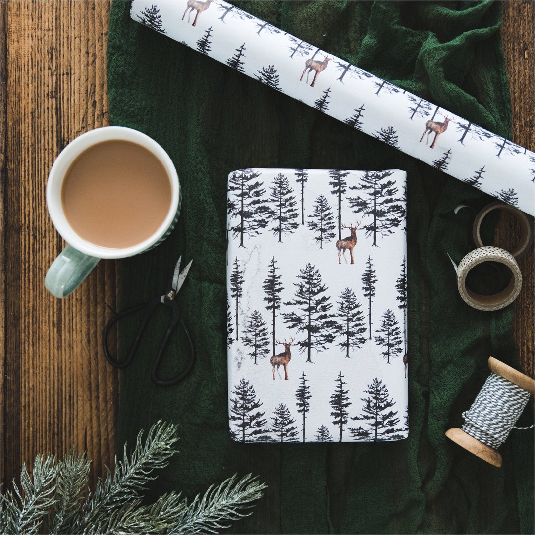 Stag Christmas Wrapping Paper Christmas Gift Wrap Rustic Christmas Wrap ...