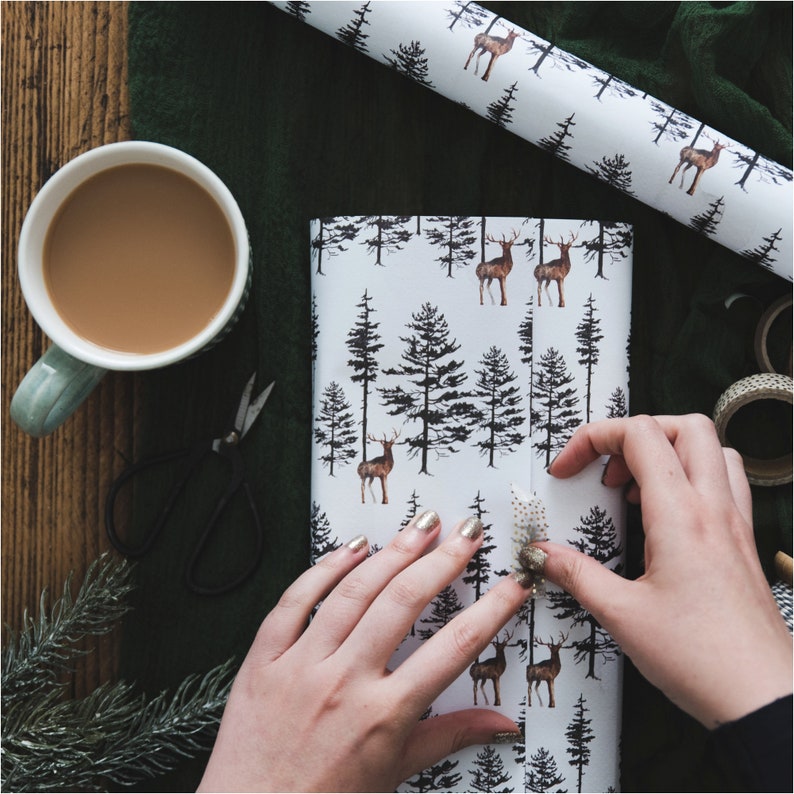 Woodland Christmas Wrapping Paper Set Christmas Gift Wrap - Etsy