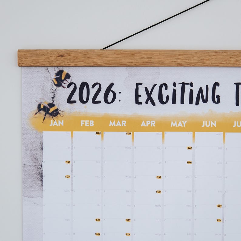 2026 Bumble Bee Wall Planner: Watercolor Calendar 'exciting Times' - Etsy