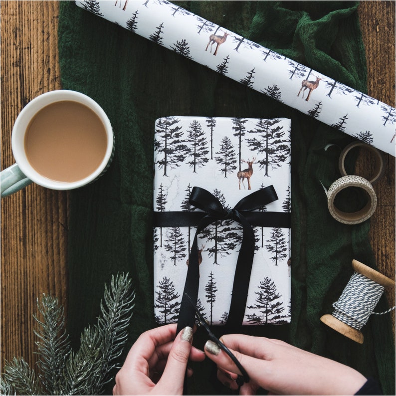 Woodland Christmas Wrapping Paper Set Christmas Gift Wrap - Etsy