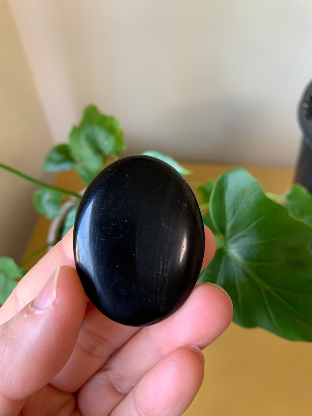 Black Obsidian Palm Stone Worry Stone Crystal Polished Healing Gift ...