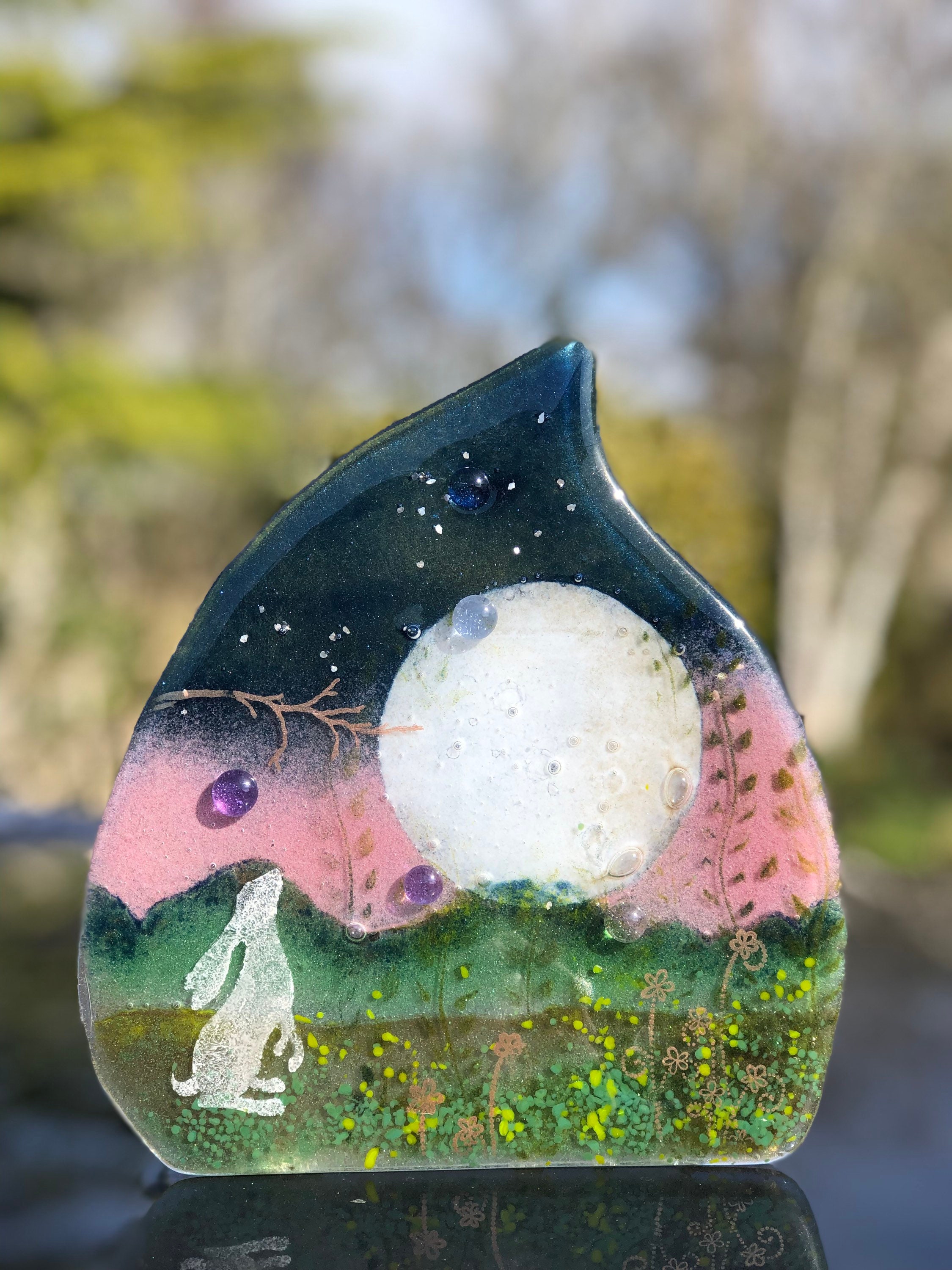 Mystical Moongazing Glass Ghost Hare with Orbs - hare gifts, hare ...