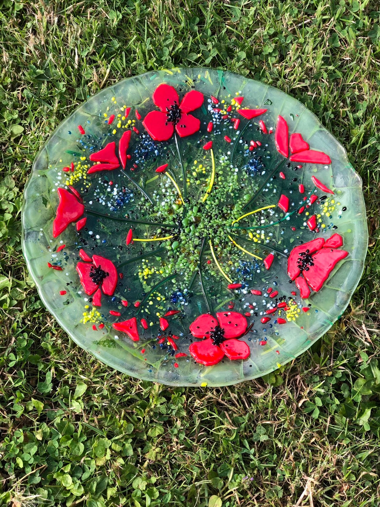Fused Glass Round Decorative Poppy Plate / Dish / Platter - Gift ...