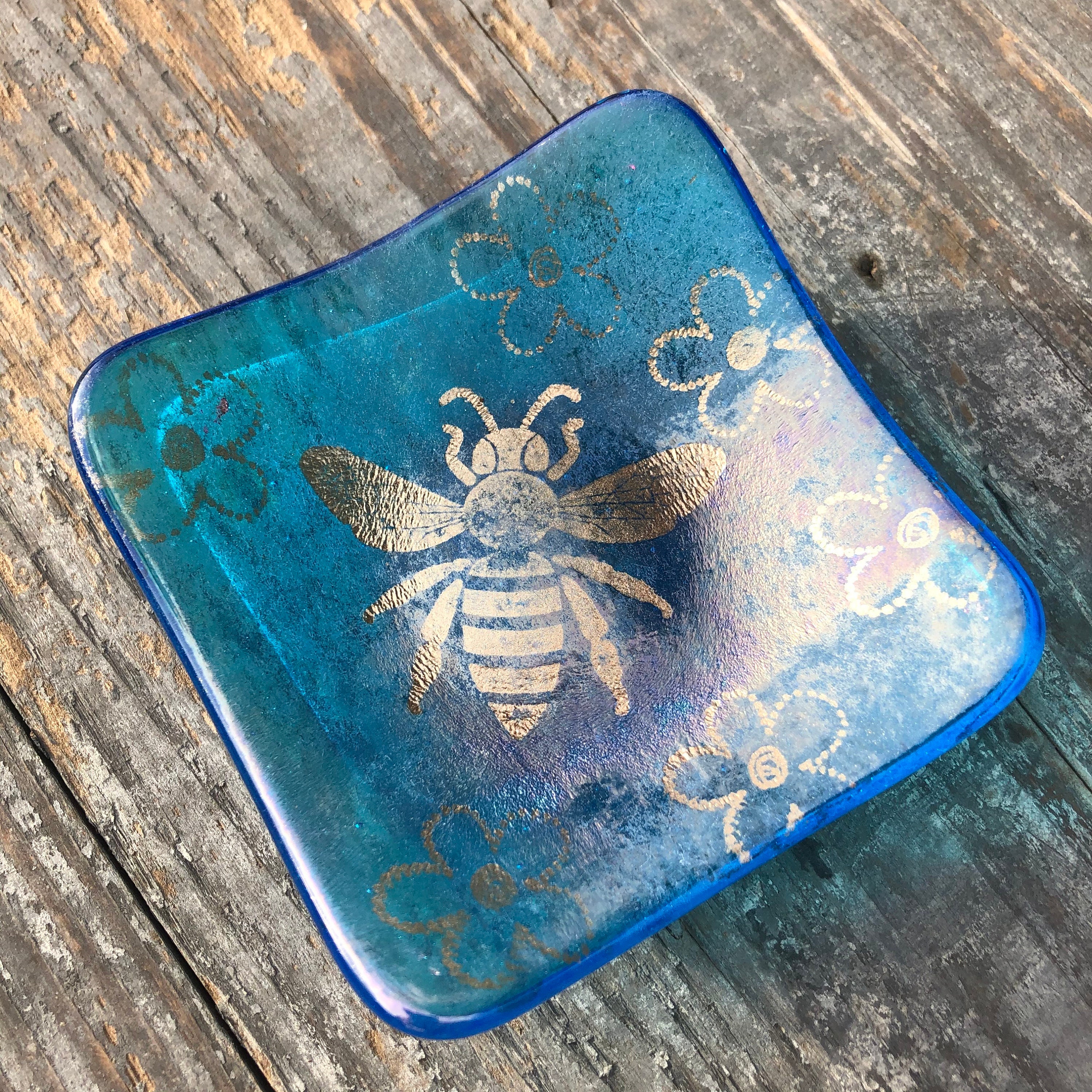 Sparkly Turquoise Copper Bee Trinket Dish- Birthday, Gift ...