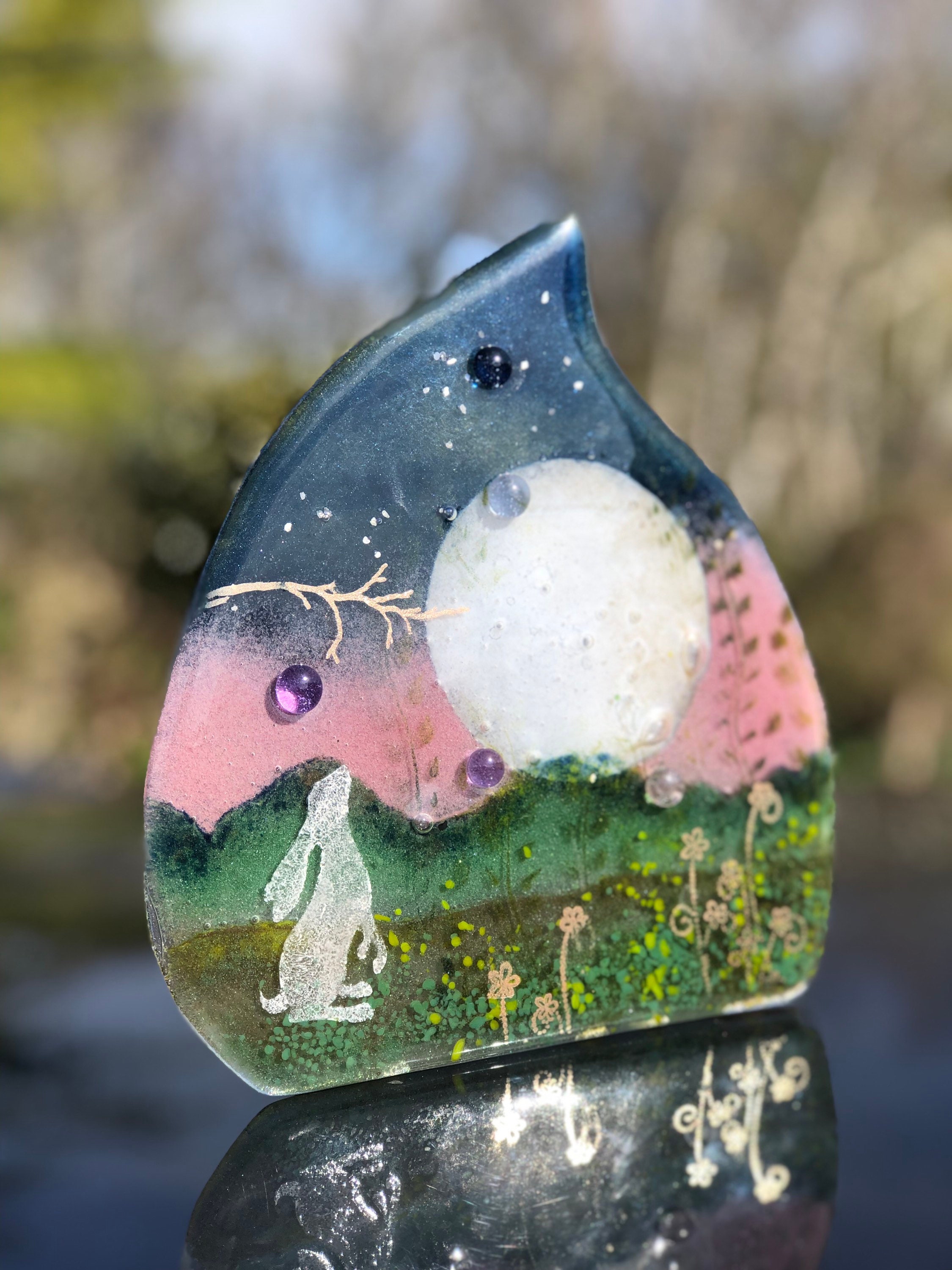 Mystical Moongazing Glass Ghost Hare with Orbs - hare gifts, hare ...