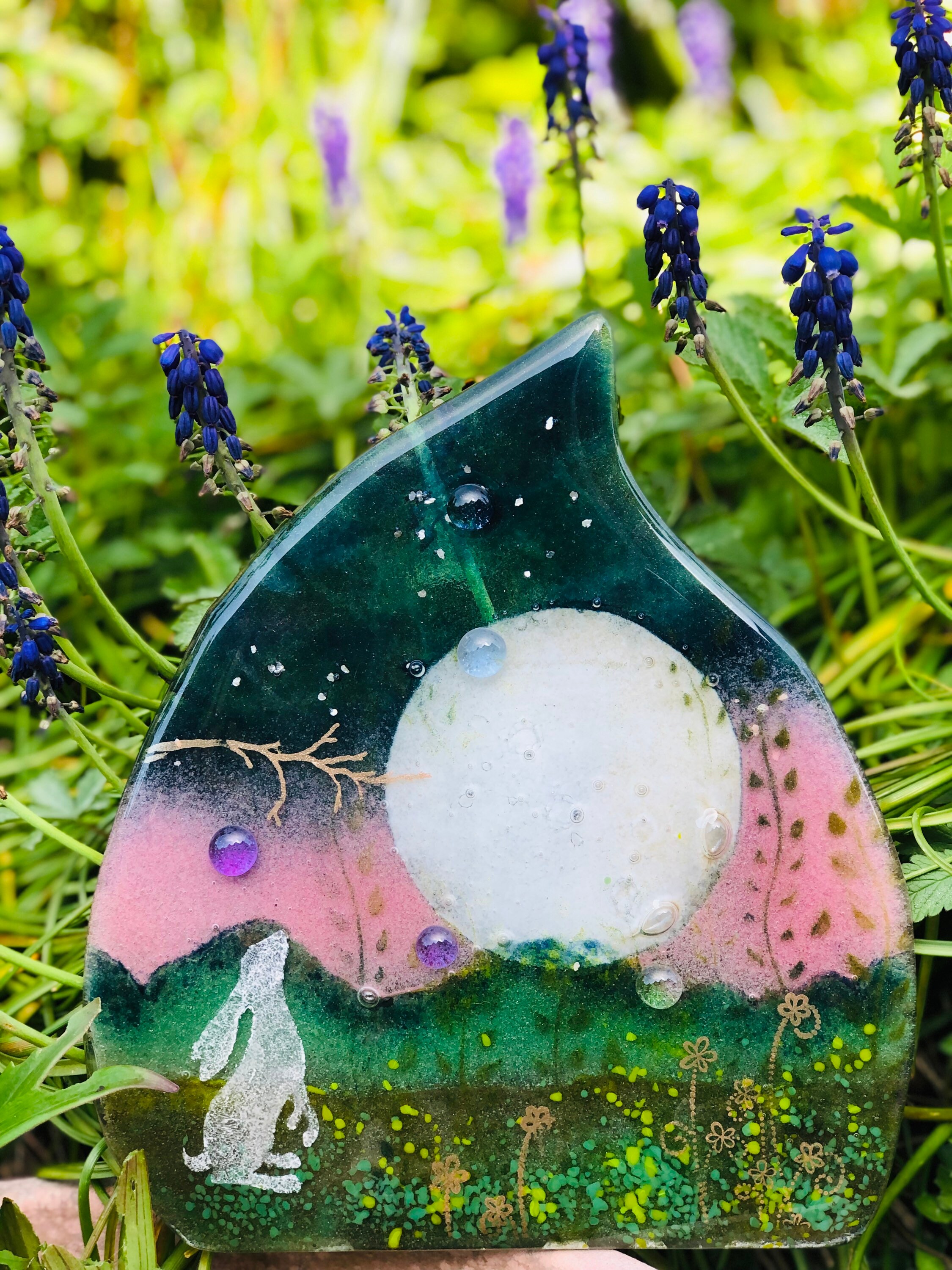 Mystical Moongazing Glass Ghost Hare with Orbs - hare gifts, hare ...