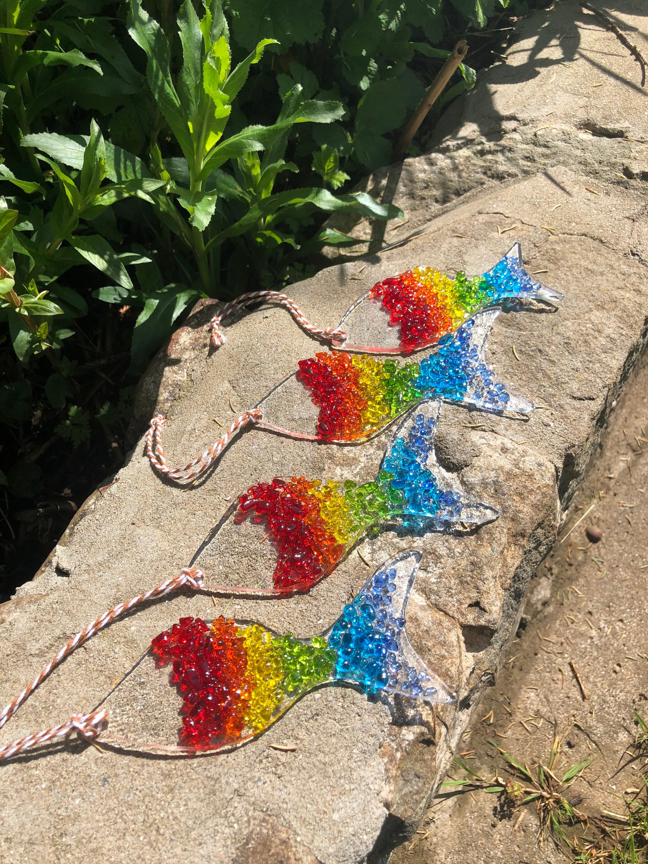 Glass Rainbow Fish Suncatcher - Handmade, gift, birthday, window, cute ...