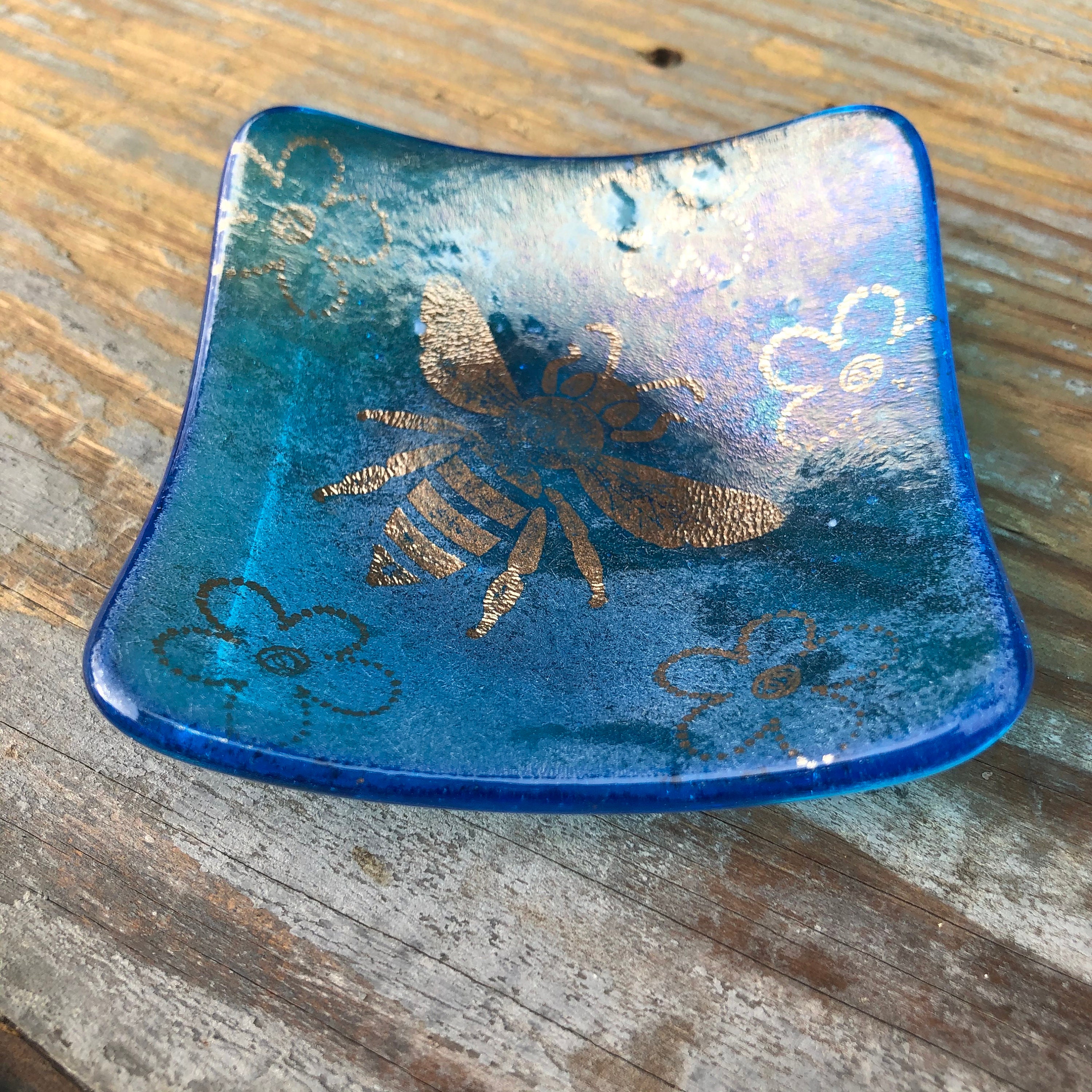 Sparkly Turquoise Copper Bee Trinket Dish- Birthday, Gift ...