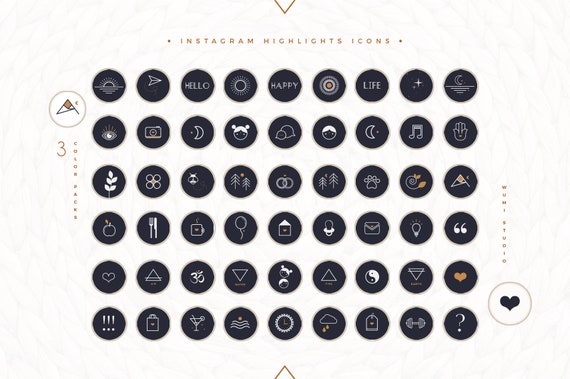 Dark Blue / Instagram Highlights Icons Graphic Art / - Etsy