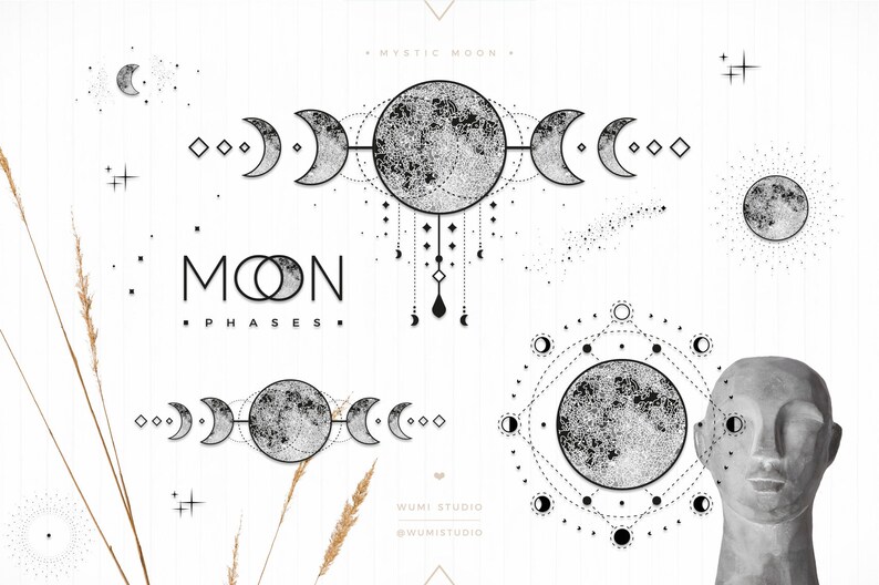 Mystic Moon Graphic Art / Commercial Use INSTANT DOWNLOAD | Etsy