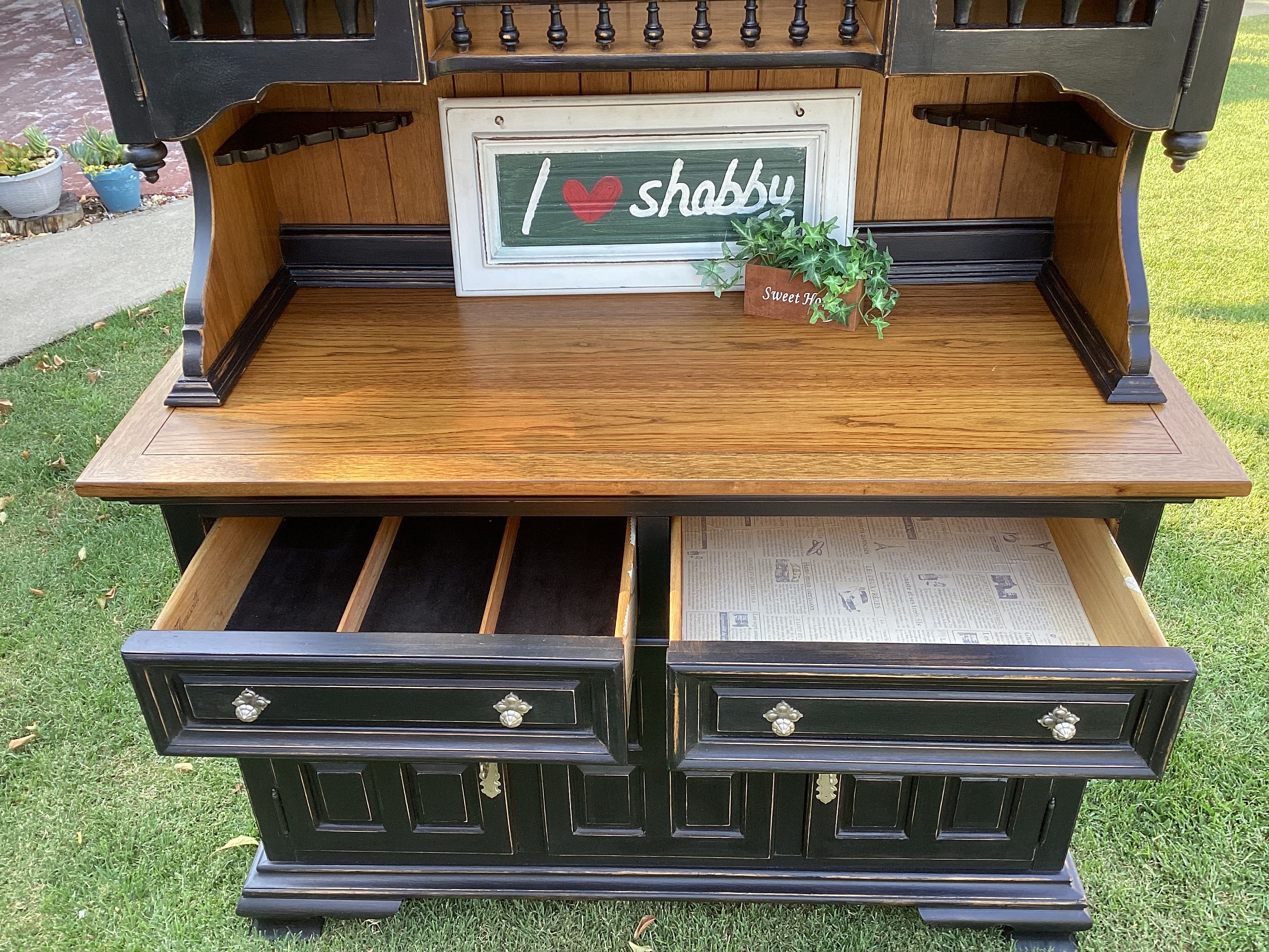 Rustic Black Hutch - Etsy