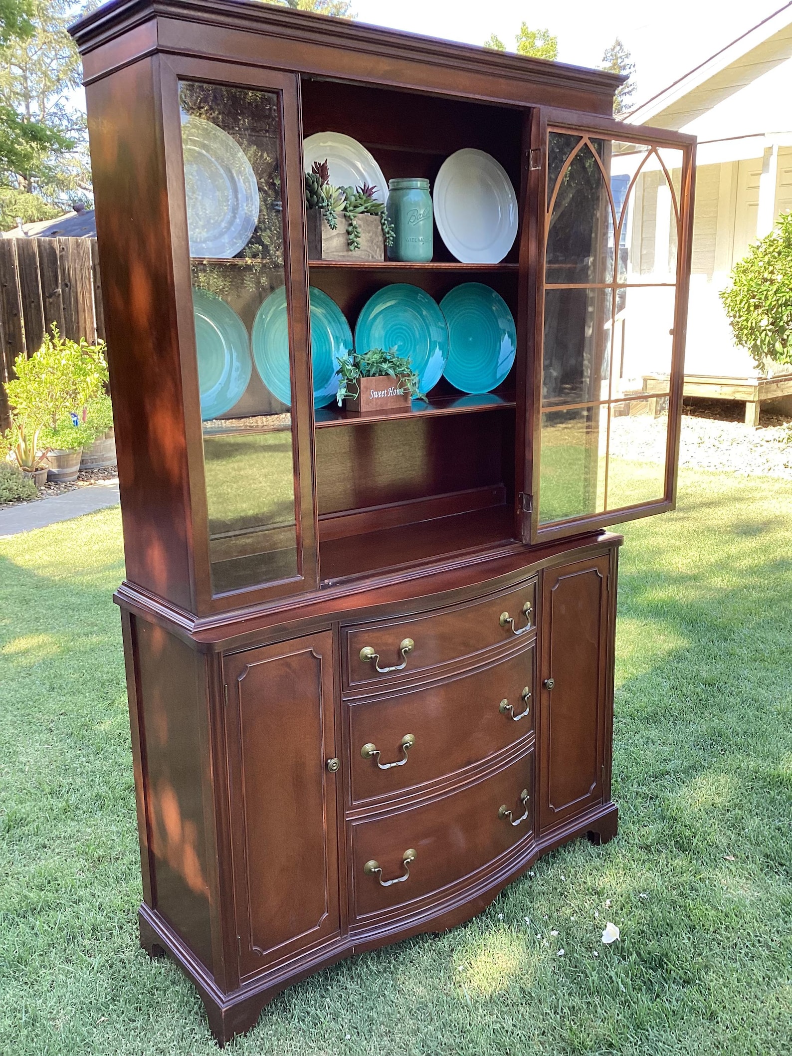 1940s Duncan Phyfe Mahogany Breakfront China Display Cabinet - Etsy