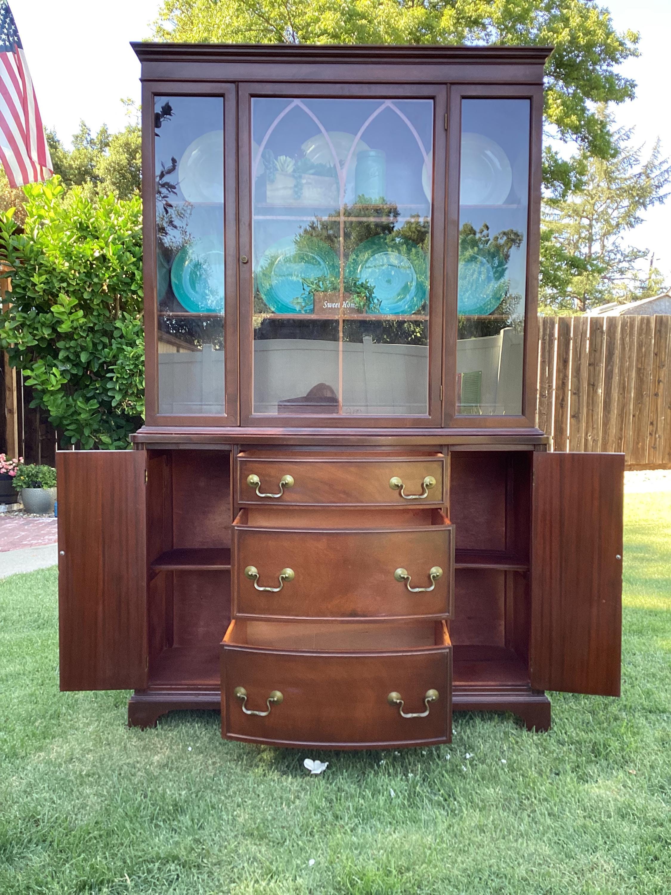 1940s Duncan Phyfe Mahogany Breakfront China Display Cabinet - Etsy