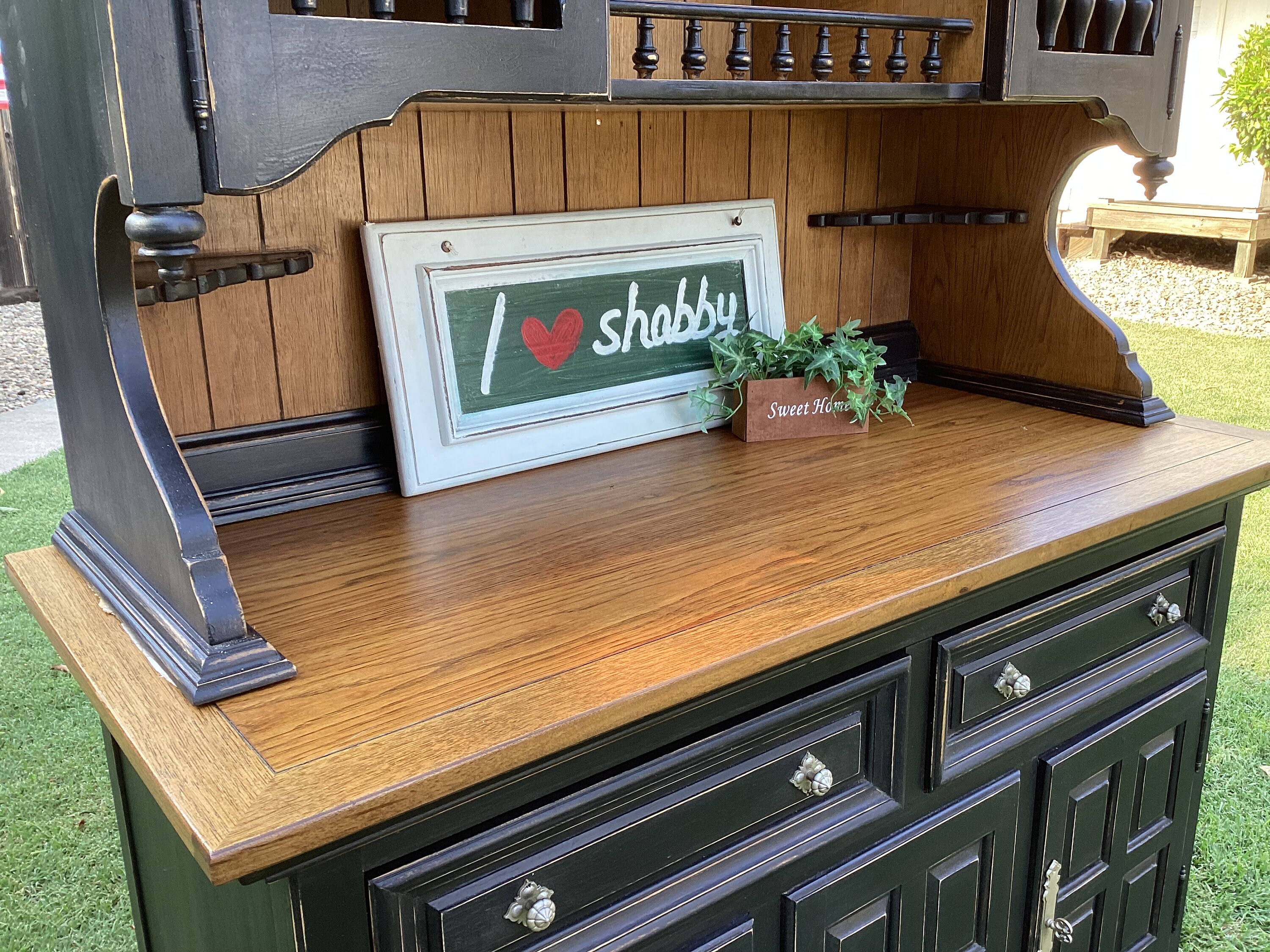 Rustic Black Hutch - Etsy