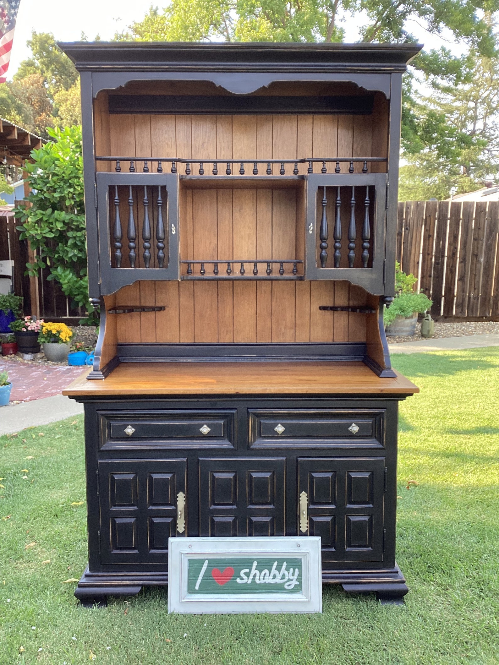 Rustic Black Hutch - Etsy