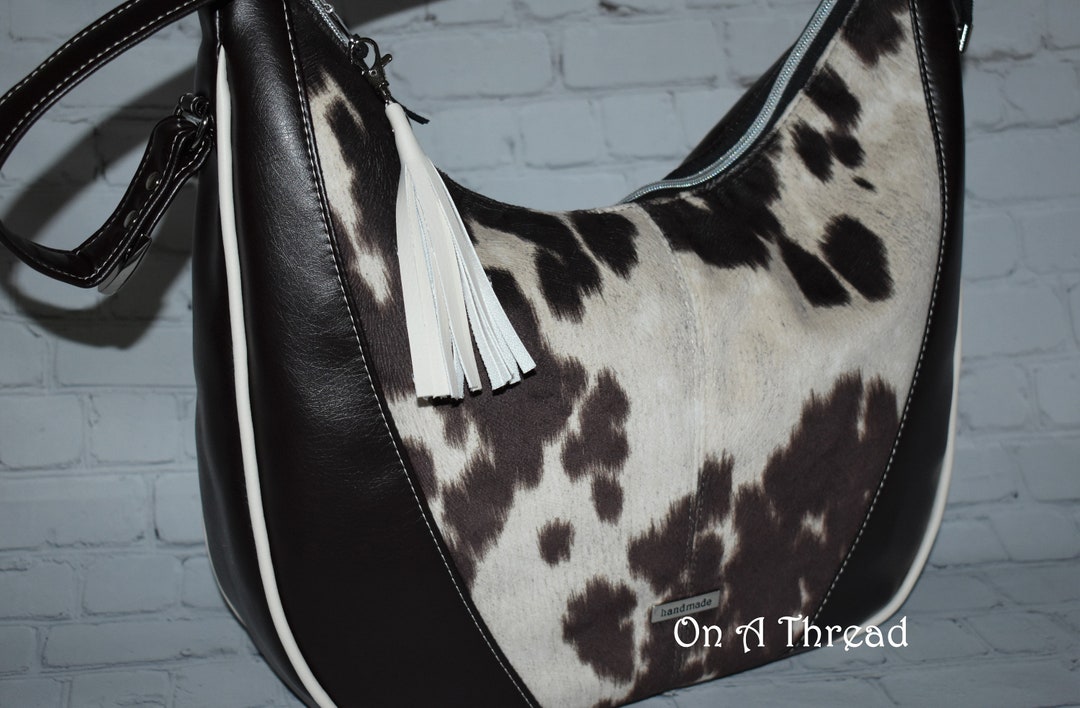 Cowhide Bag | Cowhide Leather Hobo Bag | Faux Leather Hobo Bag ...