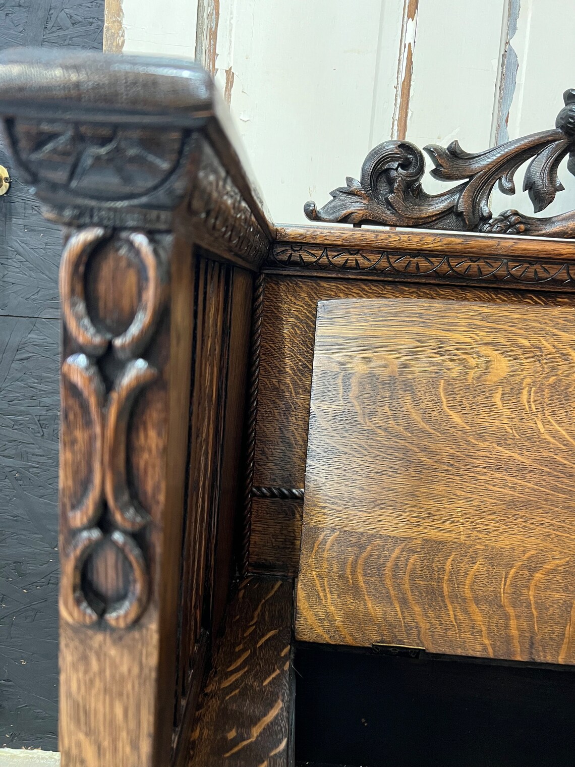 Antique Tiger Oak Monks Hall Bench & Chest - Etsy