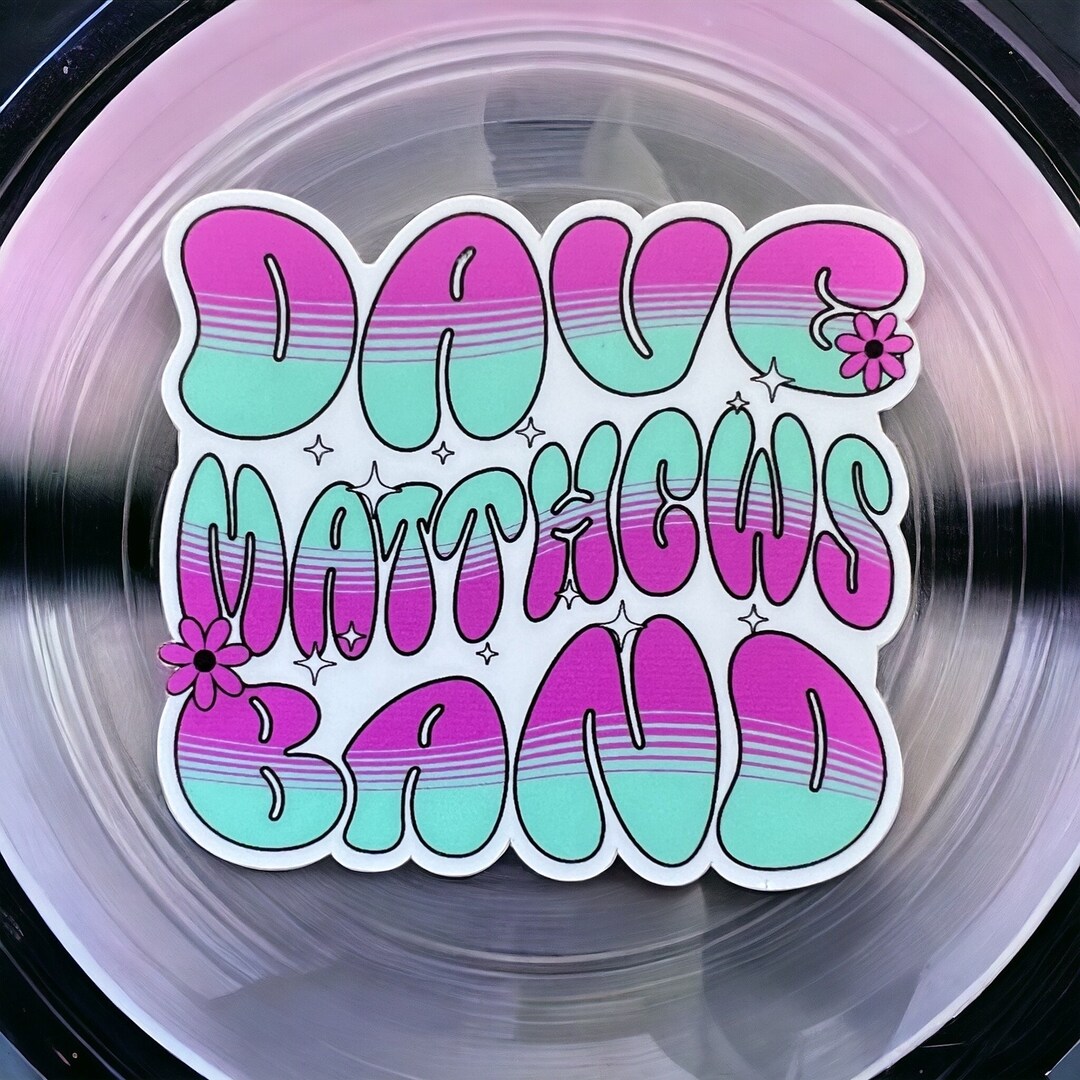 DMB Purple Teal White Bubble Letters Flowers Heart Retro Sticker Slap 2 ...